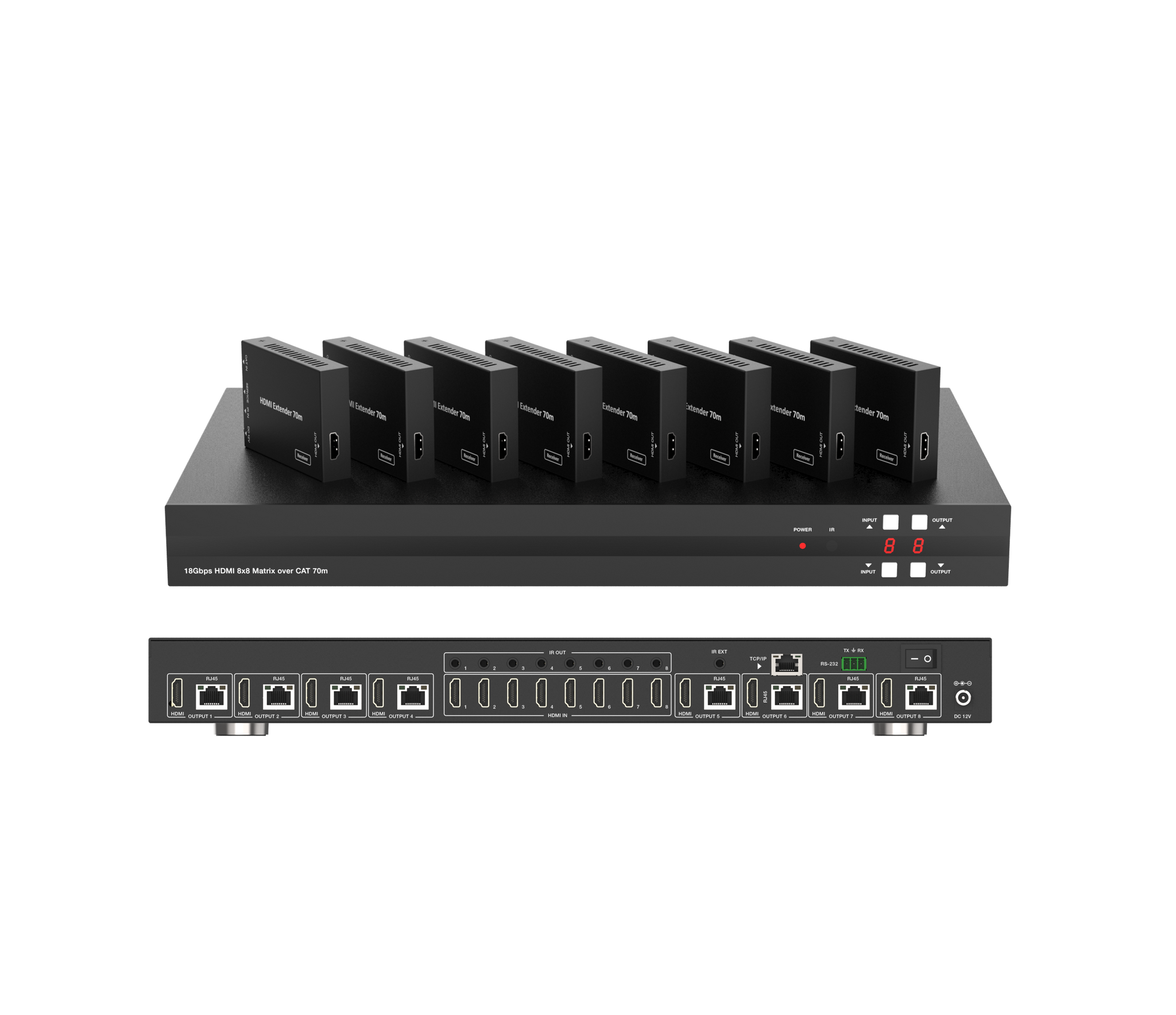 8x8 HDMI 2.0 Matrix over CAT6 70M – Local Electronics Tasmania